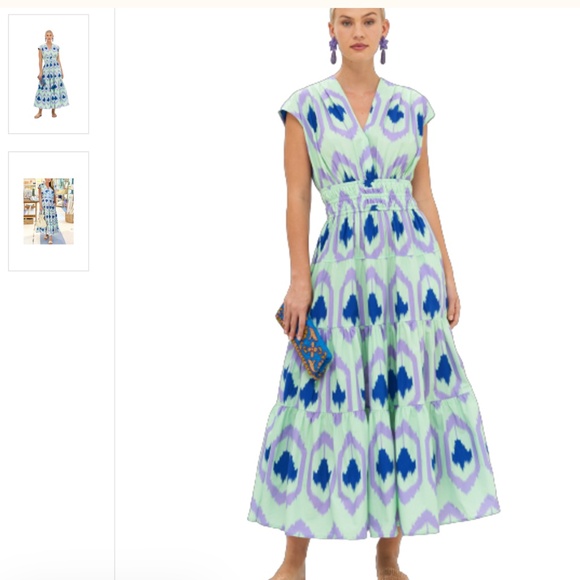 Oliphant | Dresses | Oliphant Cotton Purple And Green Ikat Pattern ...